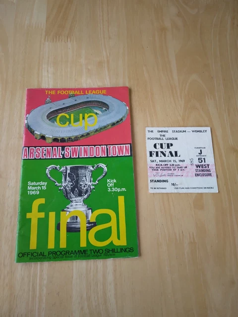 1969 FOOTBALL LEAGUE Cup Final Programme and ticket Arsenal v Swindon ...