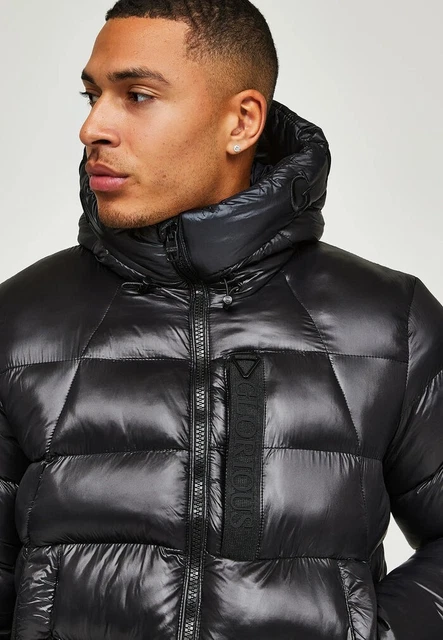 GLORIOUS GANGSTA HERREN Puffer Blase Jacke mit Kapuze gepolstert Puffa ...