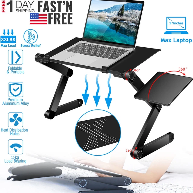 360° ADJUSTABLE LAPTOP Table Stand Lap Sofa Bed Tray Foldable PC ...