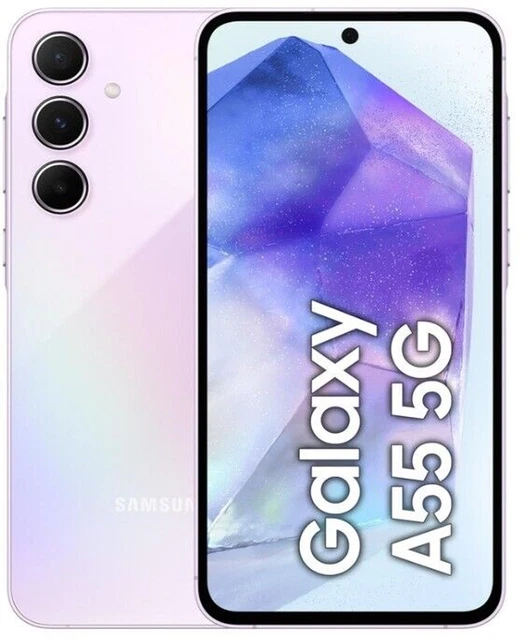 SAMSUNG GALAXY A55 5G, Purple Android Smartphone, 128GB, 8GB RAM, £445. ...