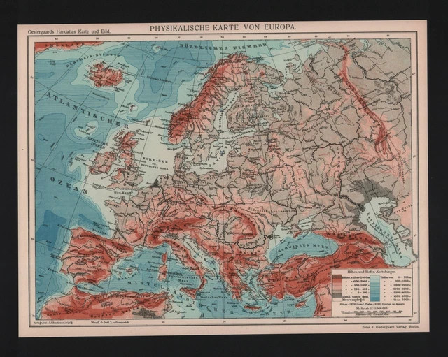 MAP MAP 1929: Physical map of Europe. £17.49 - PicClick UK