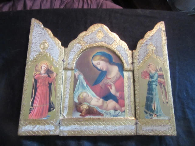 VIRGIN MARY JESUS Italian Florentine House Blessing Prayer Icon ...