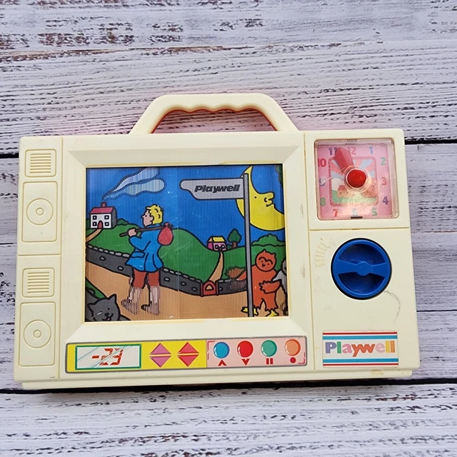 VINTAGE TOY MUSICAL TV Clock Moving Screen Playwell London Bridge ...