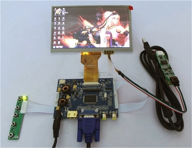 HDMI+VGA+2AV+AUDIO CONTROL BOARD+7INCH 800*480 AT070TN93 Lcd Display ...