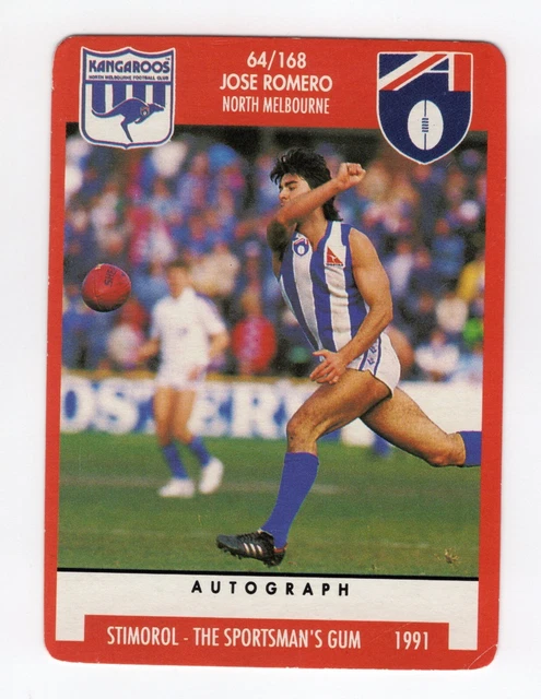 AFL SCANLENS STIMOROL 1991 #64 North Melbourne Jose Romero $4.99 ...