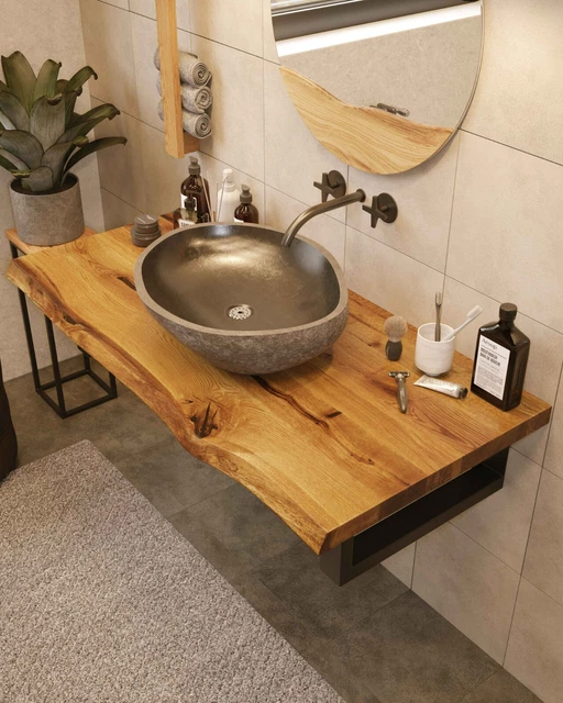 Waschtischplatte Holz Mit Baumkante