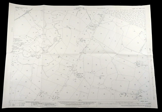 MAP OF SUSSEX Barcombe Lewes River Ouse Little Norlington LARGE Antique ...