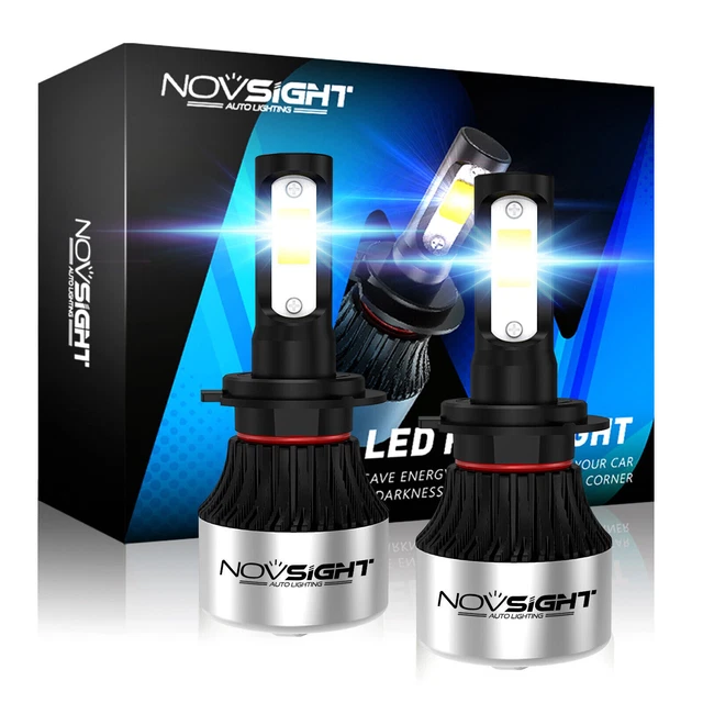 NIGHTEYE/NOVSIGHT 72W 9000LM H7 LED Headlight Bulbs 6500K Replace Xenon ...