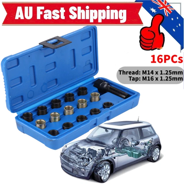 16X14MMX1.25 SPARK PLUG Thread Repair Tool Kit M16 Tap W/ Portable Case ...