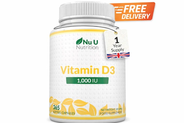NU U NUTRITION Vitamin D3 10000 IU 365 Softgels £12.55 - PicClick UK