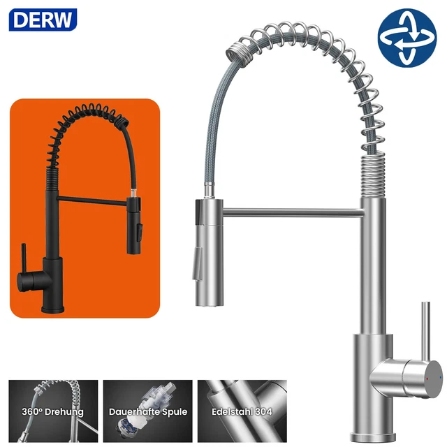 KÜCHENARMATUR AUSZIEHBAR WASSERHAHN Brause 360° Küche Spültisch Mischbatterie EUR 39,98 ...