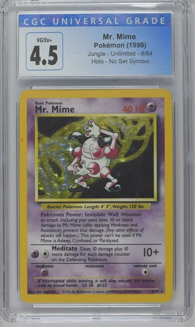 1999 POKEMON JUNGLE Mr. Mime No Symbol Error 6/64 Cgc 4.5 Psa ...