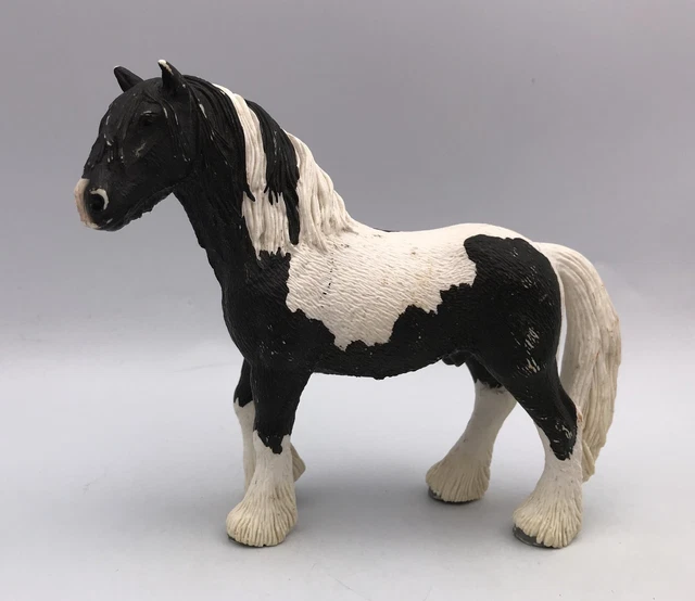 SCHLEICH TINKER STALLION Black/White Horse Farm Animal Figure 2007 ...