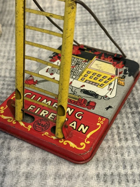 VINTAGE MARX ENGLAND Wind-Up Climbing Fireman Toy 1950's With Box ...