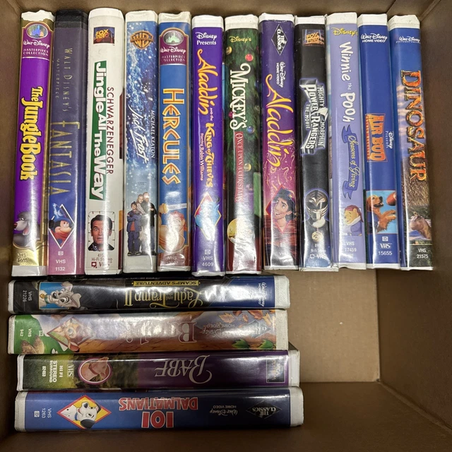 LOT OF 27 VHS Disney Clam shell movies Mulan Bambi Beauty Beast Snow ...