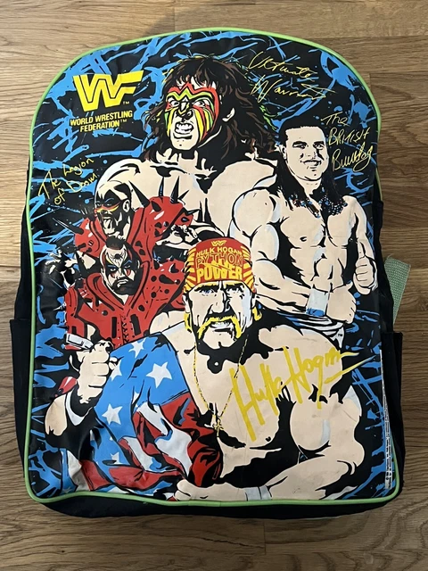 RETRO WWF WRESTLING 90s Backpack, Hulk Hogan ,Ultimate Warrior ,British ...