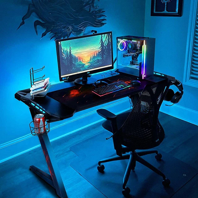 XXL-ERGONOMIC GAMING DESK Heavy Computer Table Home Office Desk with ...