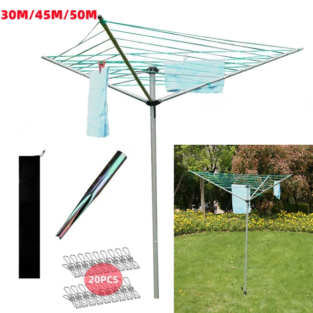 UPDATED ROTARY AIRER Outdoor Clothes Washing Line Dryer Ground Spike ...
