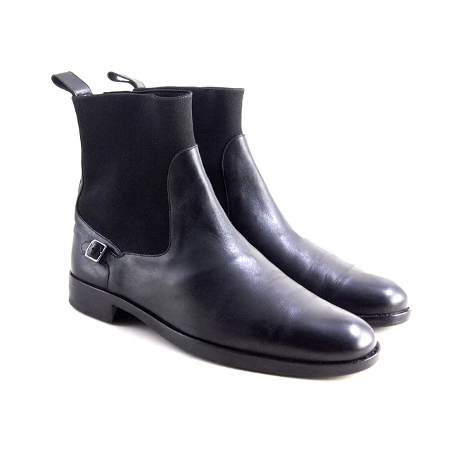 BALLY CHELSEA BOOTS Black Leather Textile Mens Shoe Size US 7.5 EU 40.5 ...