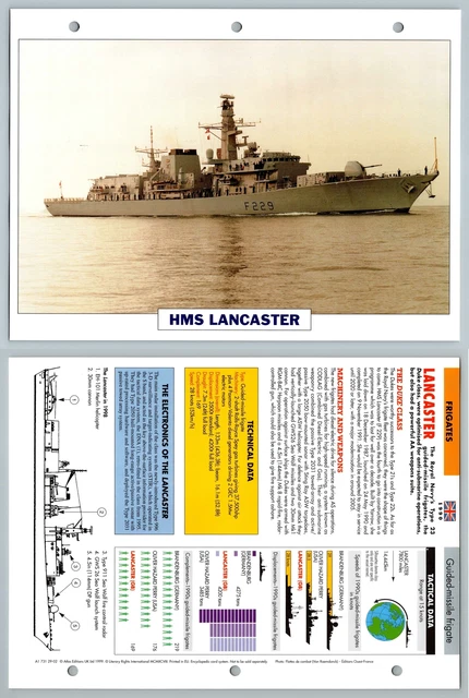 HMS LANCASTER - 1990 - Frigates - Atlas Warships Maxi Card EUR 2,09 ...