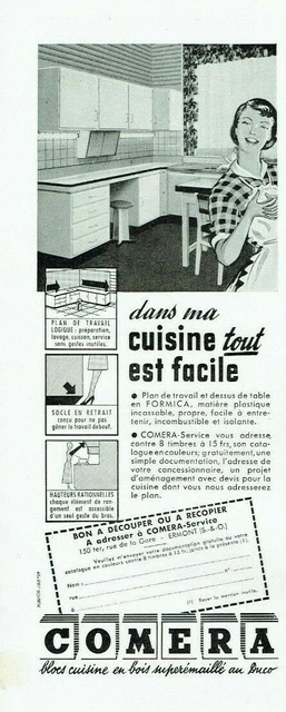 PUBLICITÉ ADVERTISING 0921 1952 cuisine Comera en formica EUR 3,00 ...