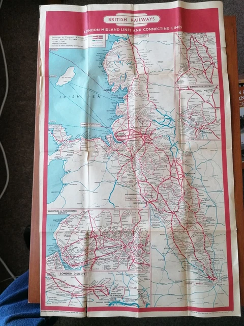 BRITISH RAILWAYS LONDON Vintage Midland Lines Fold Out Map 1958 £4.99 ...
