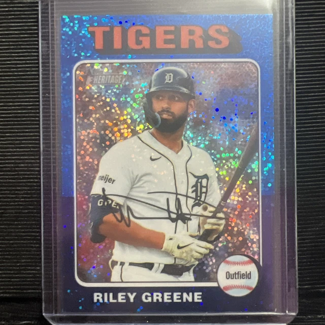 2024 TOPPS HERITAGE rifrattore scintillante blu Riley Greene Detroit ...