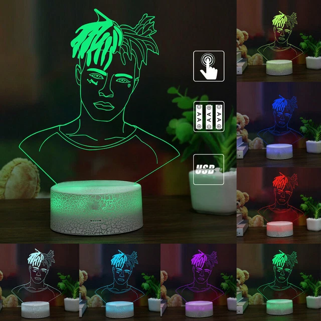 3D XXXTENTACION HIP Hop Singer LED Night Light 7 Color USB Table Lamp ...
