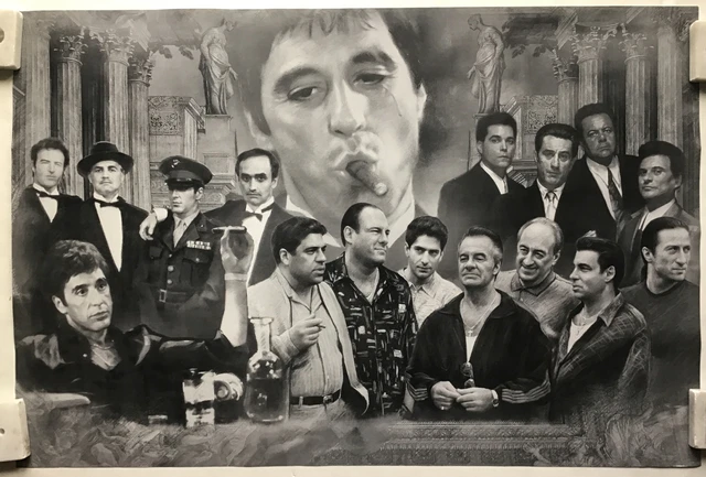 SCARFACE, THE GODFATHER, Goodfellas and the Sopranos Canvas Print A1 30 ...