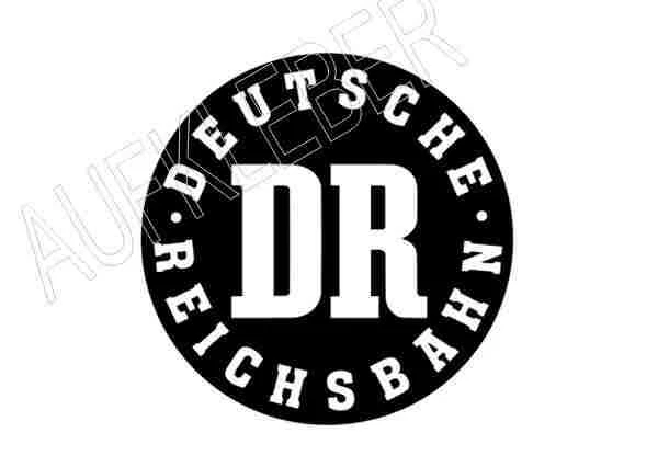 DR DEUTSCHE REICHSBAHN DDR Aufkleber Sticker Decal schwarz rund groß 9 ...