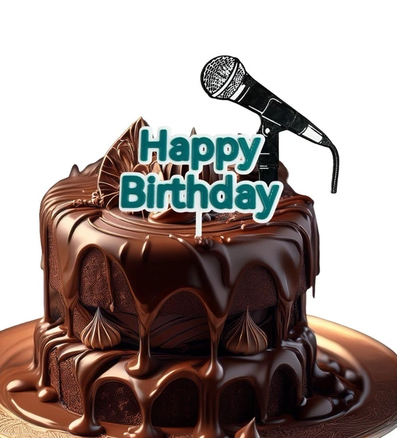 MICROPHONE SINGERS Music Cake Topper Personalised Any Age Birthday ...