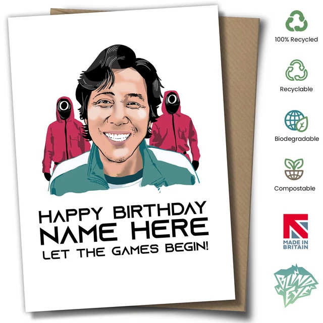 SQUID GAME BIRTHDAY Card Personalised Birthday Card Korean Super Cool ...