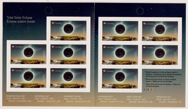 CANADA 2024 TOTAL Solar Eclipse, April 08 2024 - Booklet of 10 Stamps ...