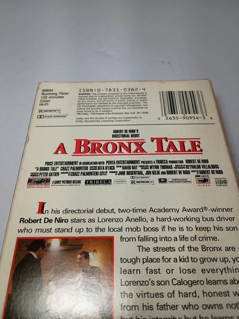 A BRONX TALE VHS Directed By Robert De Niro 1993 Drama Mob Crime Family ...
