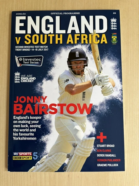 ENGLAND V SOUTH Africa - Test Match Cricket Programme - 2017 ...