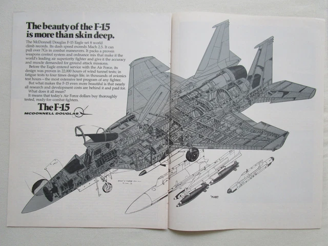 12/76 PUB MCDONNELL Douglas F-15 Eagle Us Air Force Cutaway Ecorche ...
