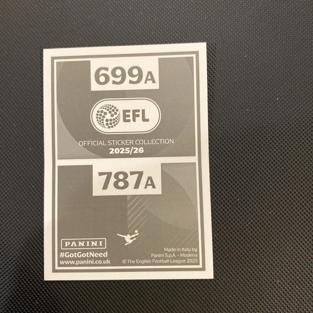 PANINI EFL STICKERS 2025/26 - Accrington / Tranmere sticker - No.699A ...