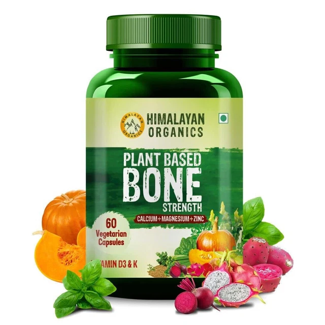 HIMALAYAN ORGANICS PLANT Based Bone Strength Supplement 60 Veg Capsules ...