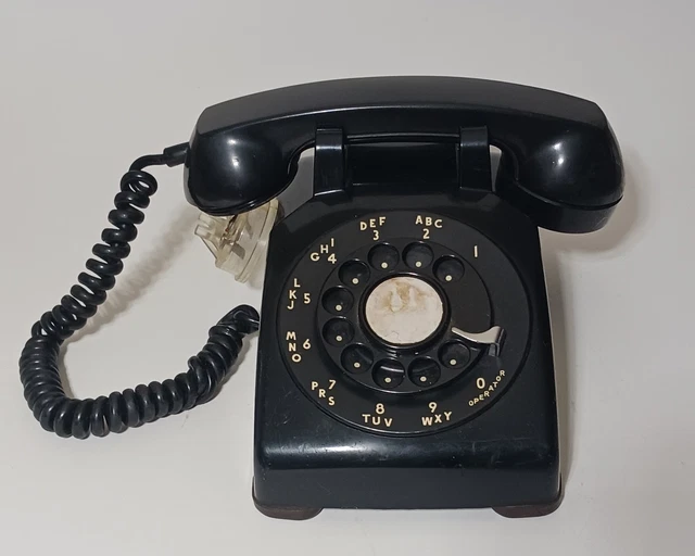 VINTAGE BLACK WESTERN Electric Rotary Dial Telephone Bell System USA ...