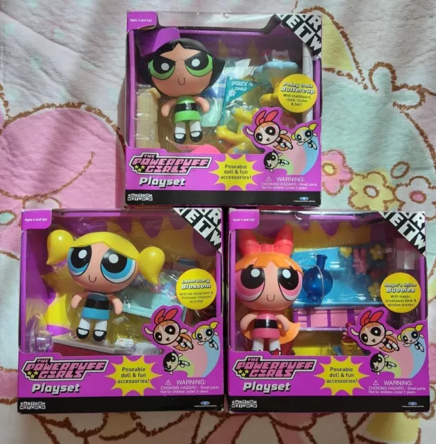 Powerpuff Girls Cartoon Network Figures 3 Set Playset Blossom Buttercup
