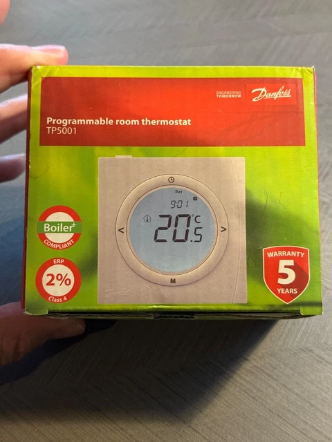 DANFOSS TP5001-M V2 087N7935 Programmable Room Thermostat Mains Powered ...