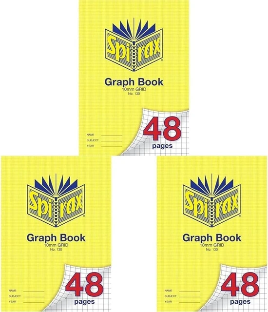 SPIRAX 130 GRAPH Book 48 Page A4 10mm Grid (Pack of 3) $9.99 - PicClick AU