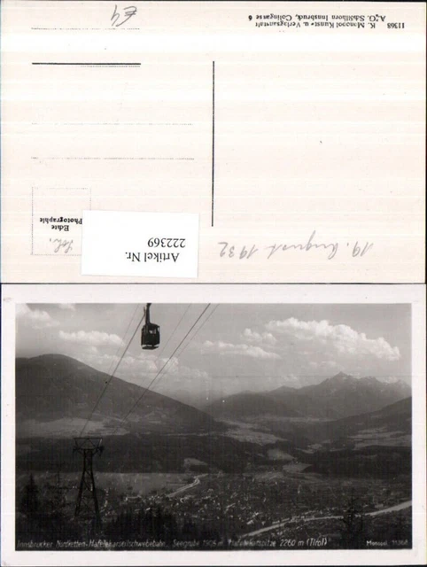 222369,INNSBRUCKER NORDKETTEN-HAFELEKARSEILBAHN SEILBAHN Seilschwebebahn Gondel EUR 4,00 ...