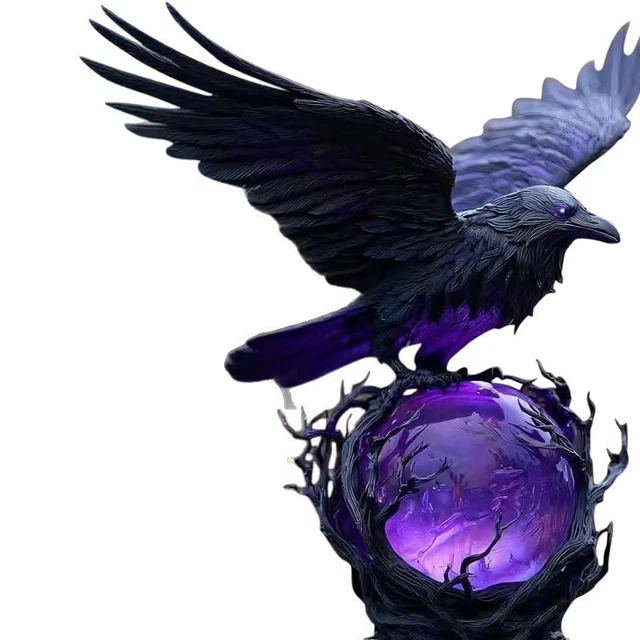 RAVEN’S MOONLIGHT GOTHIC LED Lamp -Black Raven & Purple Crystal Ball ...