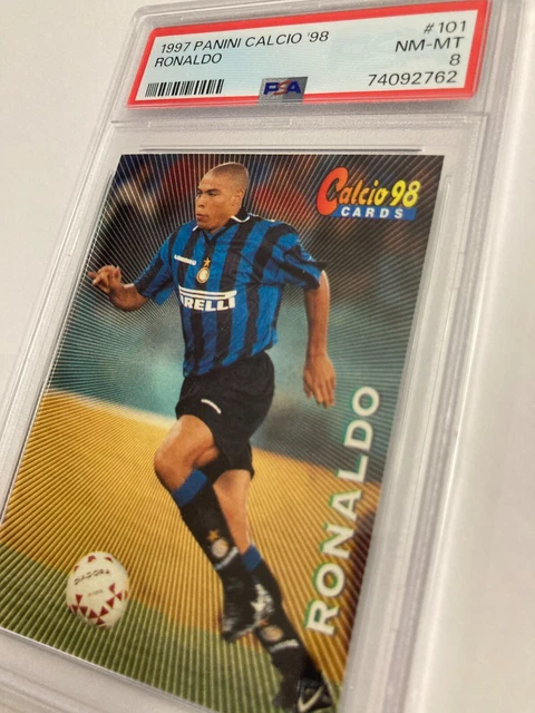 CARTA RONALDO 1997 Panini Calcio Inter 98 #101 PSA 8 Leggenda Brasile ...