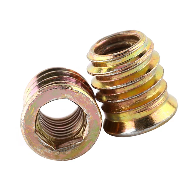 M8*15MM WOOD THREADED Insert Nuts Zinc-Plated Carbon Steel Furniture ...