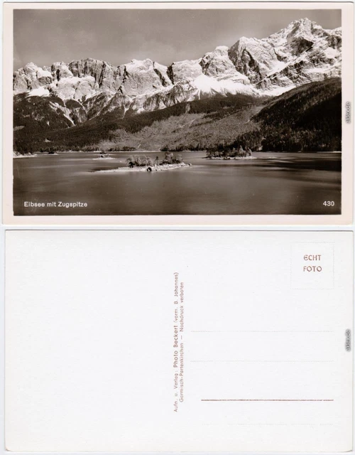 PHOTO POSTCARD GARMISCH-PARTENKIRCHEN Eibsee with Zugspitze 1940 £7.48 ...