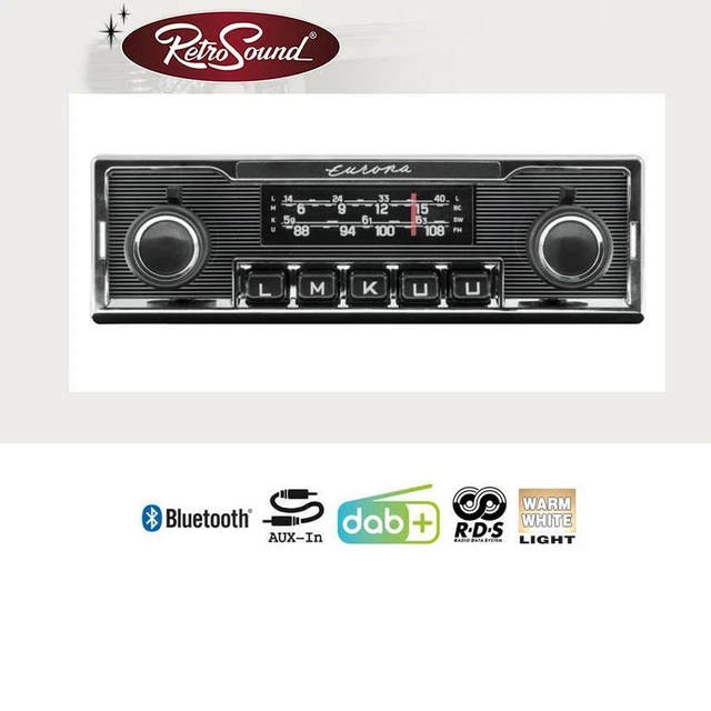 RETRO SOUND RSD-EUROPA-1DAB-1 Bluetooth 1-DIN Autoradio Vintage Us-Cars ...
