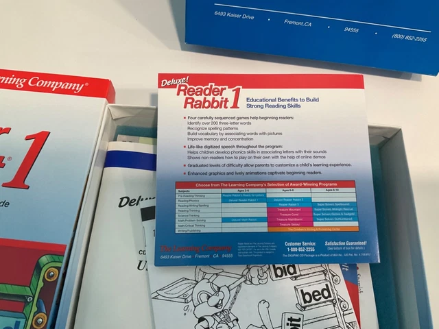 THE LEARNING COMPANY Deluxe Reader Rabbit 1 CD Rom Windows MacIntosh ...
