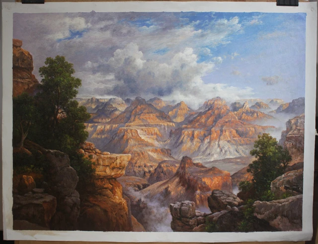 REPRO THOMAS MORAN landscape oil Painting on canvas grand canyon signed ...
